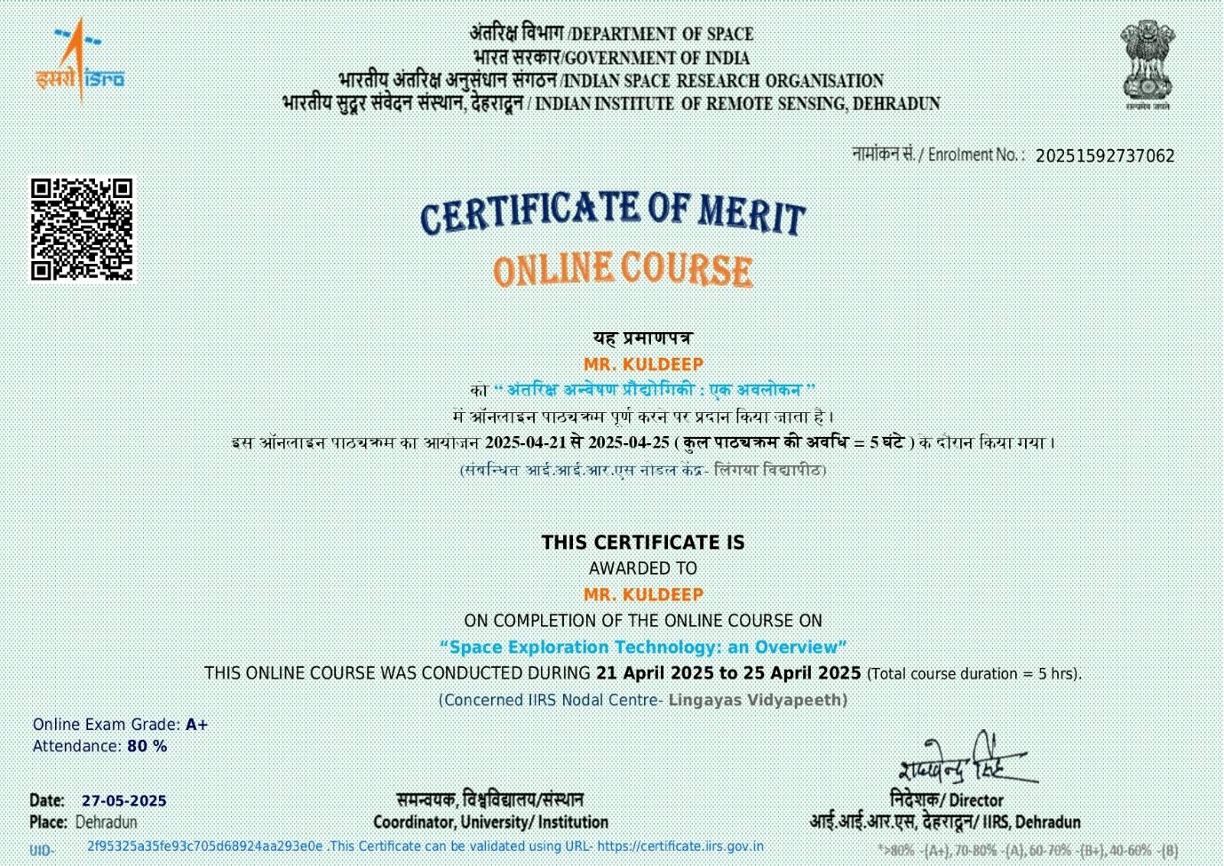 CSE Students Complete ISRO-Certified Space Exploration Course